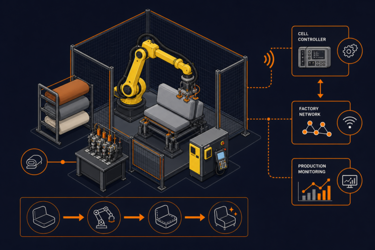La cella robotica Fanuc automatizza l’upholstery complesso per mobili ...