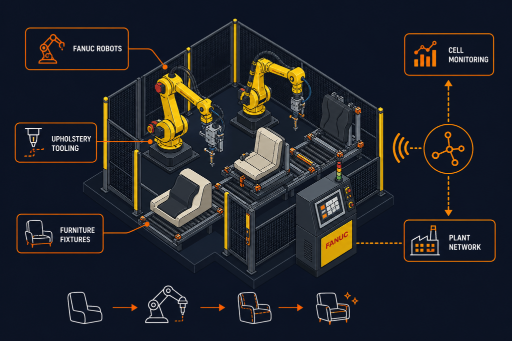 La cella robotica Fanuc automatizza l’upholstery complesso per mobili ...